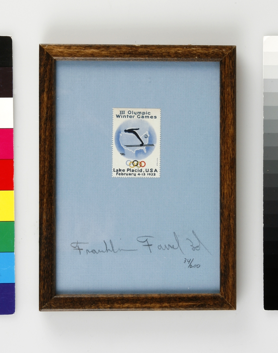 Olympic Museum-Lake Placid 1932, framed autograph of Franklin FARRELL ...