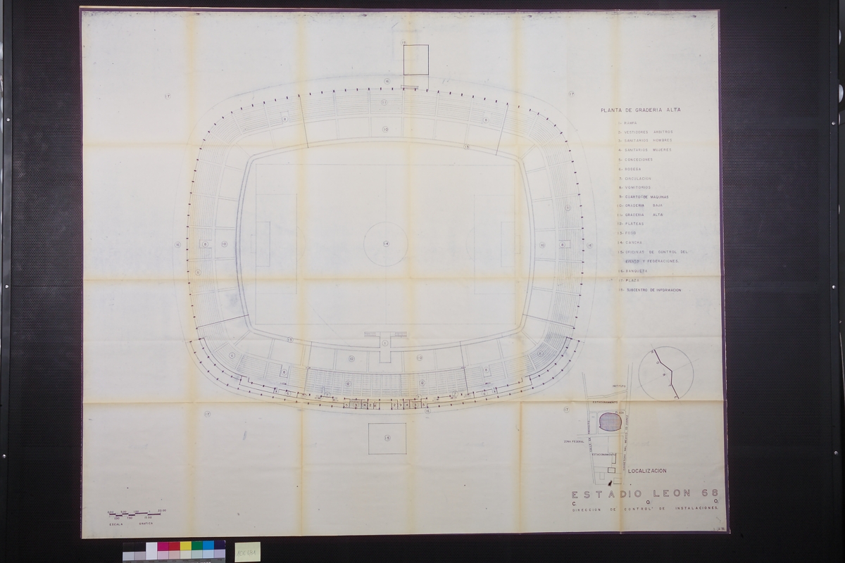 Olympic Museum-Mexico 1968, plan of León Stadium : upper stands.