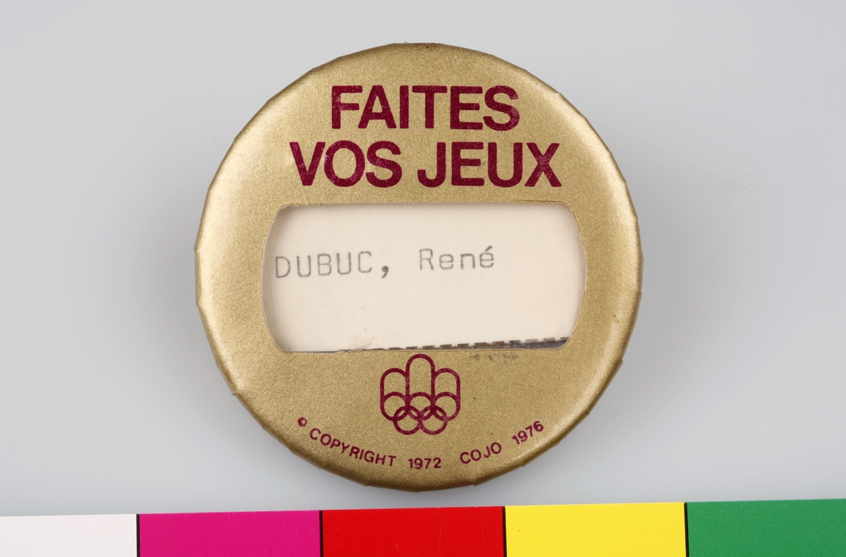 Olympic Museum-Montreal 1976, function badge for the volunteers.