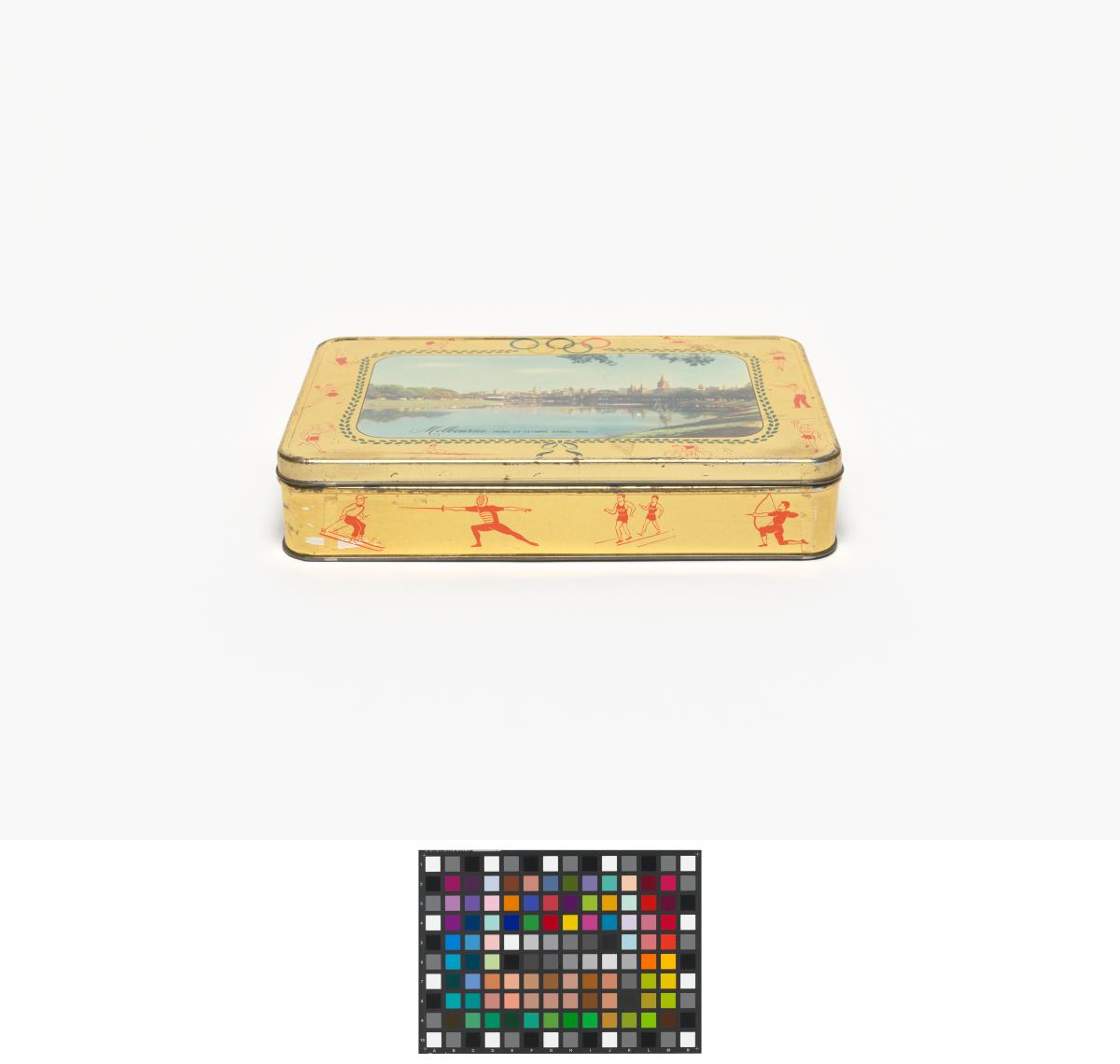 Olympic Museum-Melbourne 1956, tin box with a view of the city.